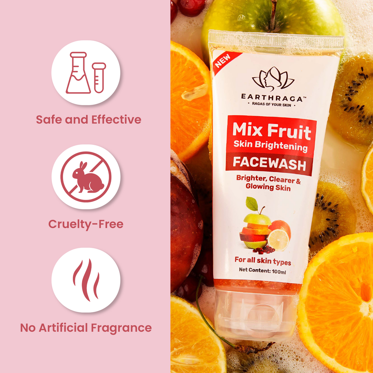 Earthraga Mix Fruit Face Wash | Brightening & Hydrating Cleanser for ...
