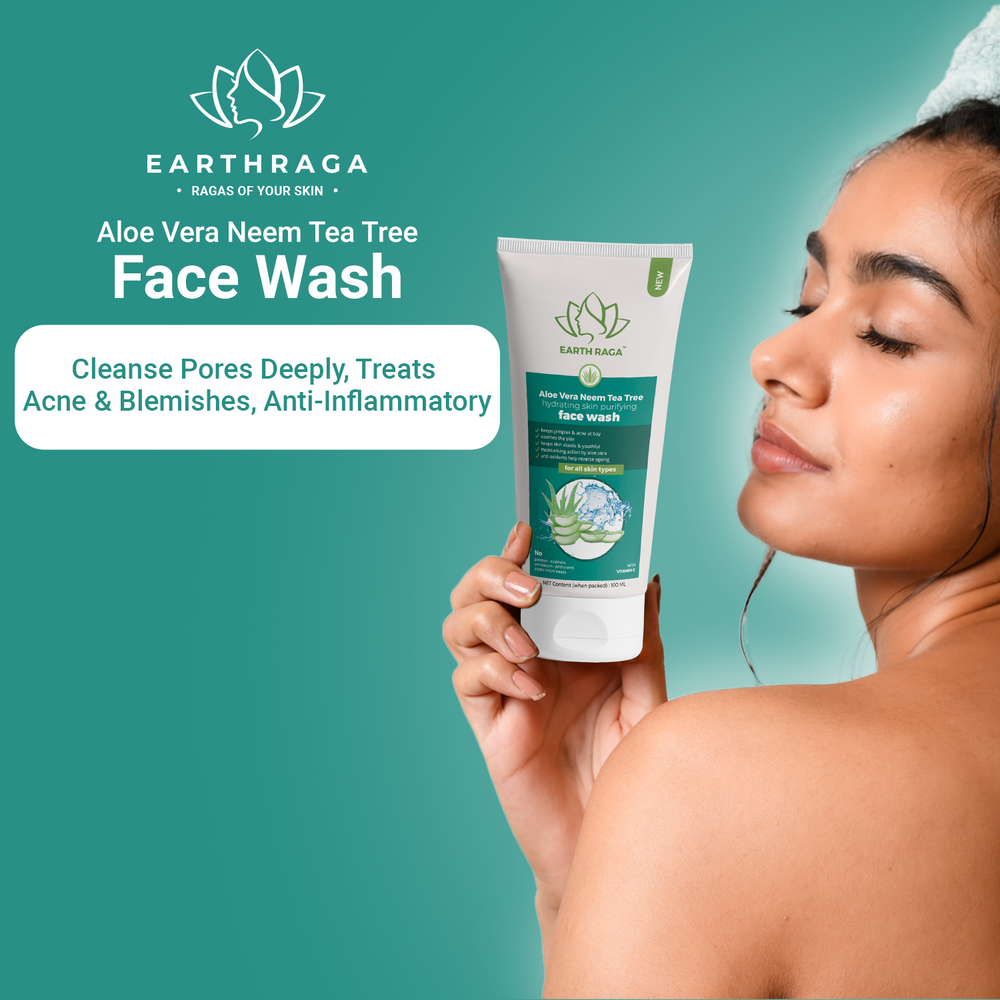 Neem Tea Tree Face Wash - Aloe Vera Cleanser For Acne | Earthraga