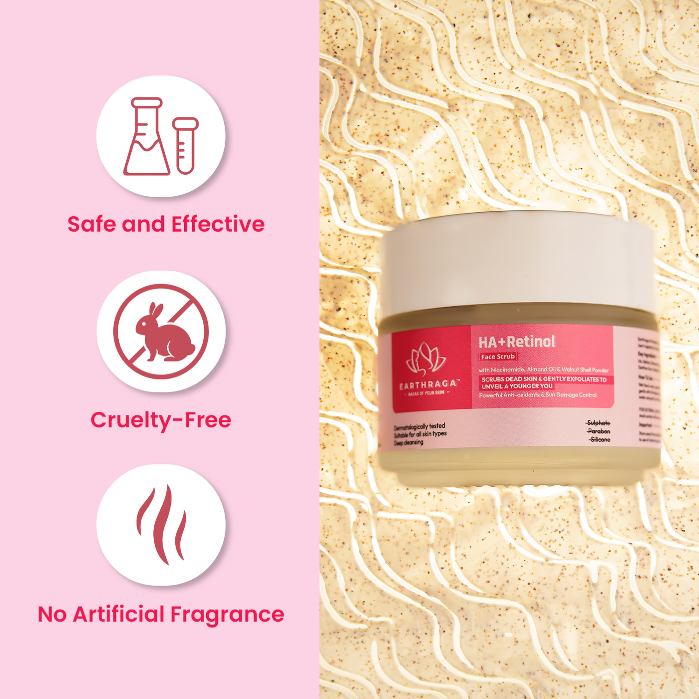 Organic Hyaluronic Face Scrub - Retinol Face Scrub | Earthraga